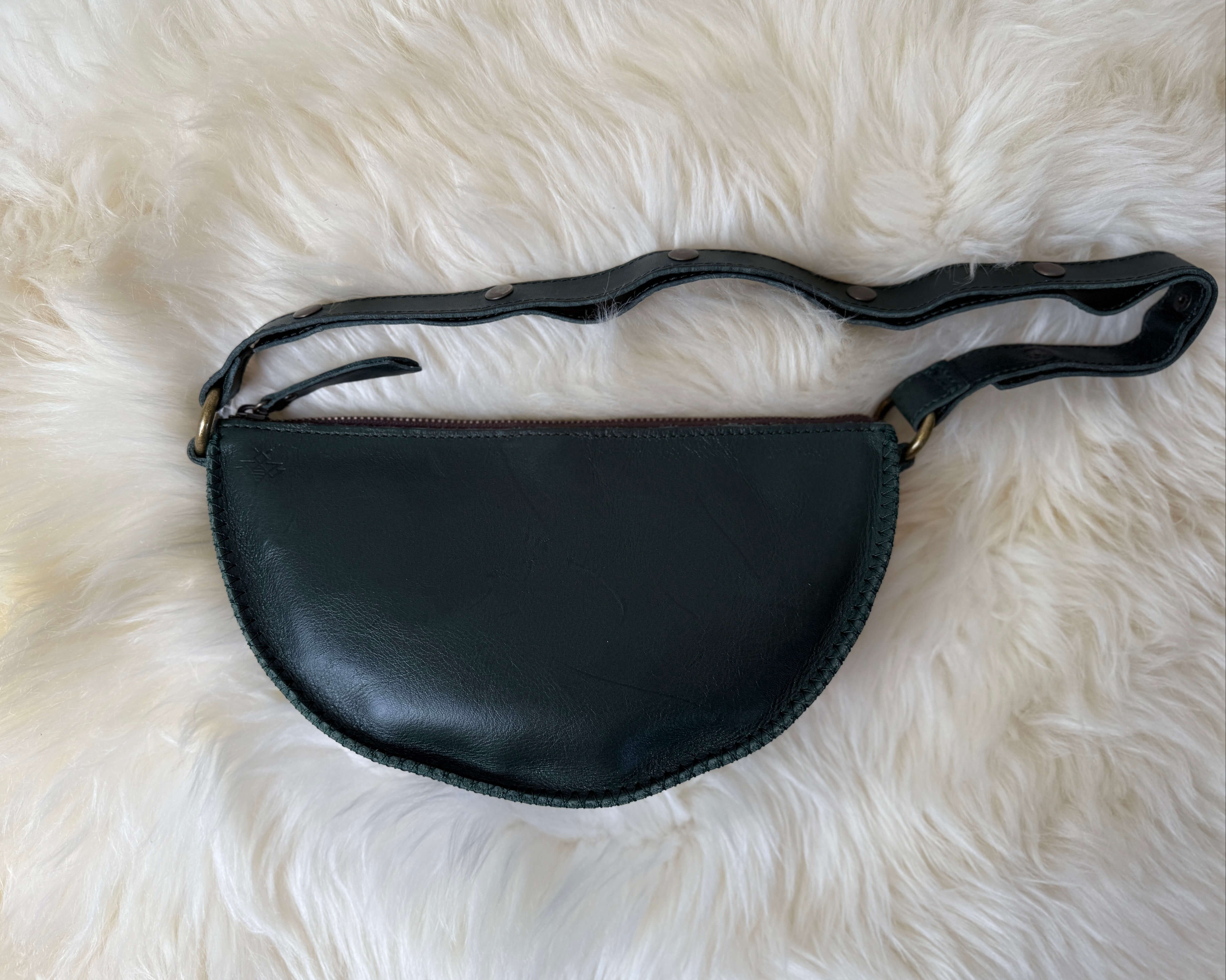 Dark Green Leather Pouch | Small Fanny Pack | Lyons Leather Co.