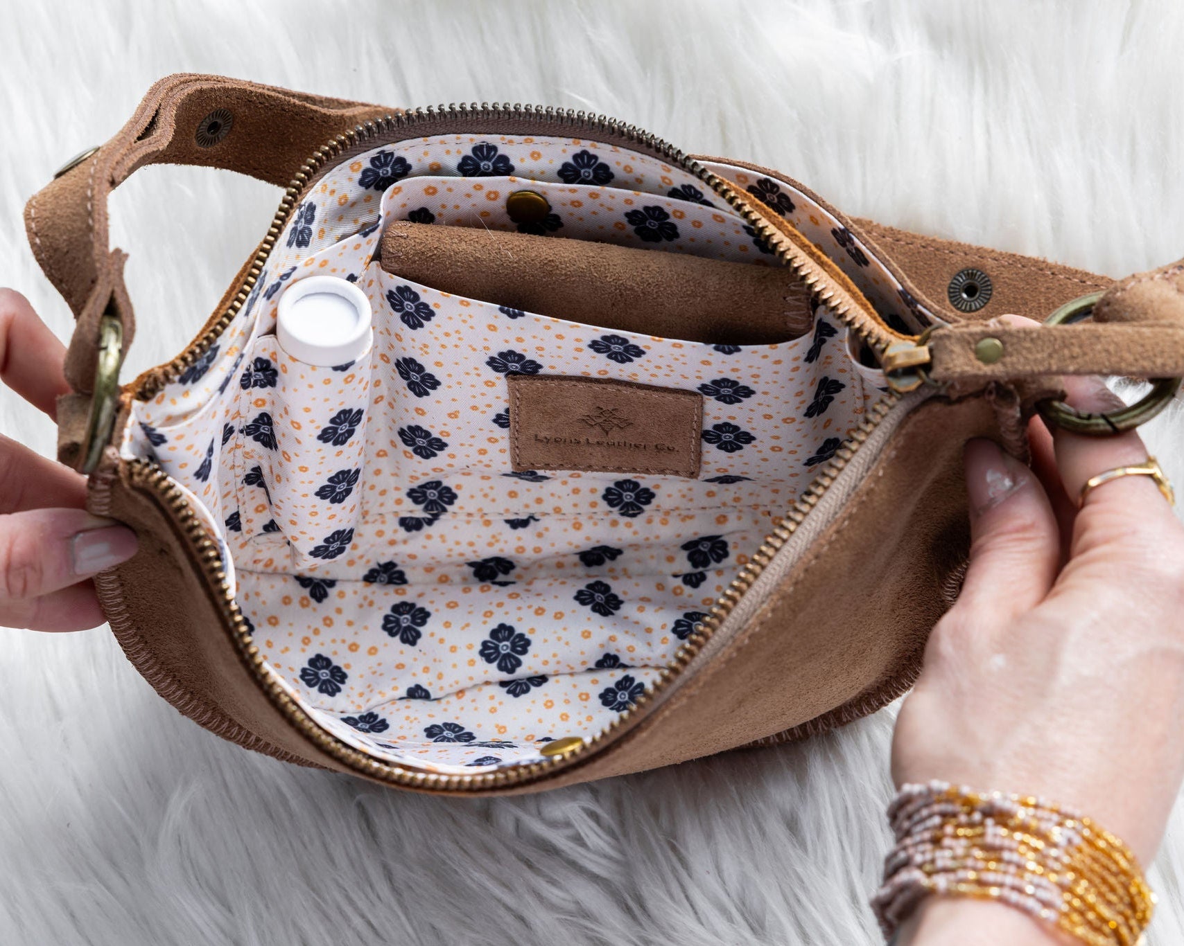 Fawn Bee | Small Convertible Leather Pouch | Lyons Leather Co.