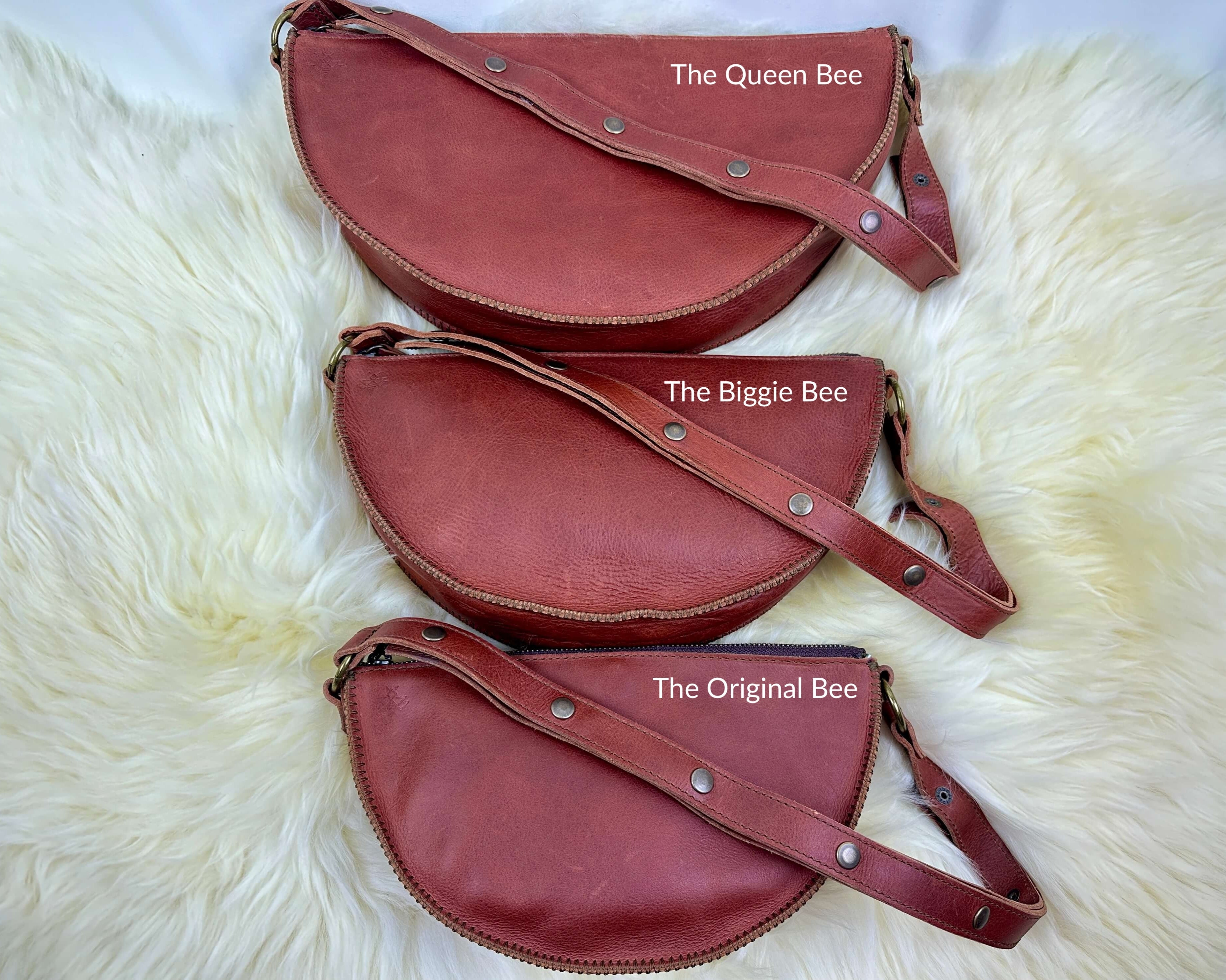 Cognac Queen Bee | Large Crossbody | Lyons Leather Co.